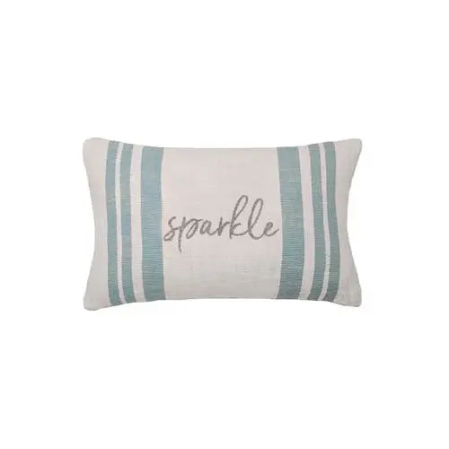 Carol & Frank Morgan Christmas Holiday Striped Decorative Lumbar Pillow Collection - Blue 14" X 22"